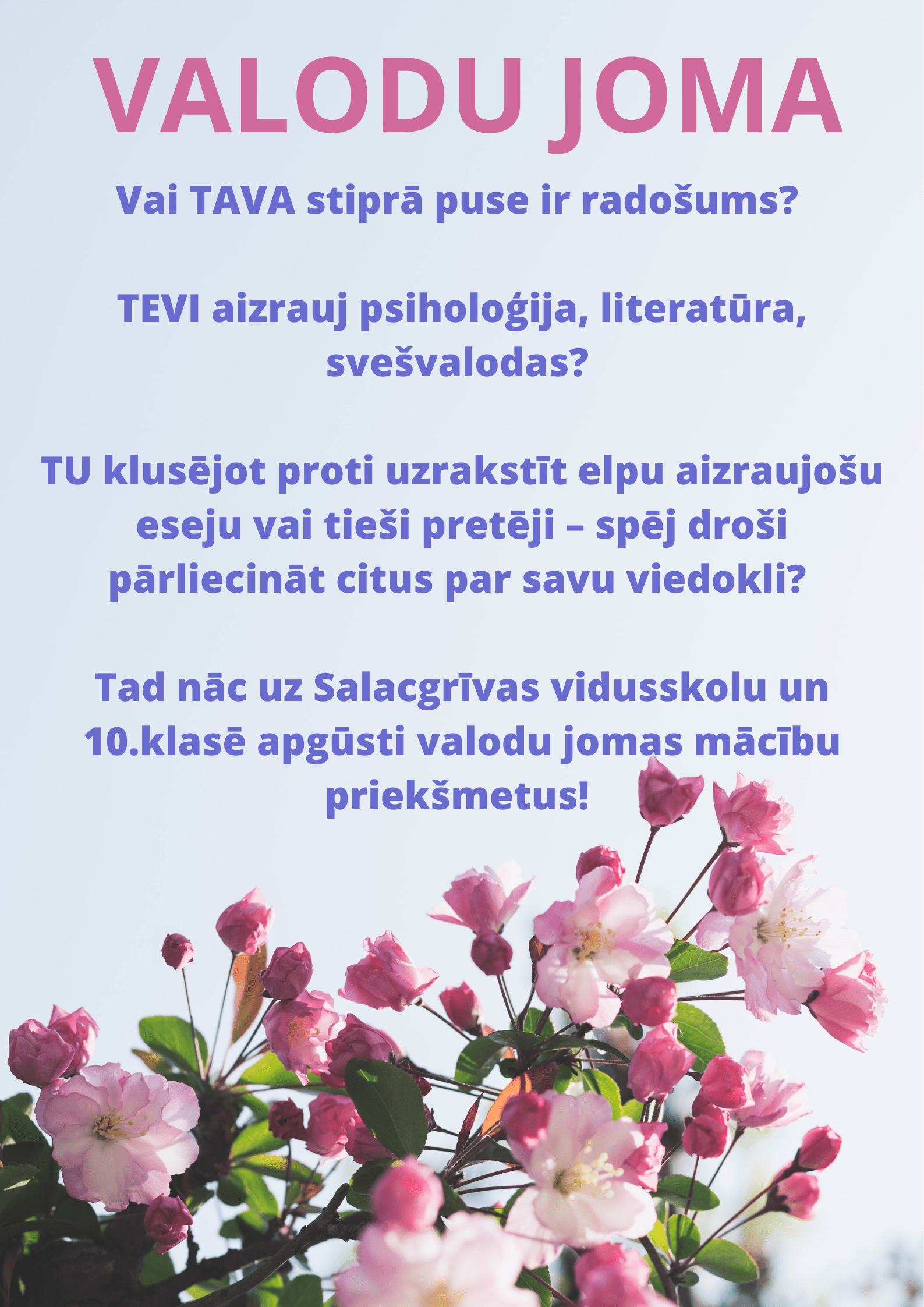 Apgūsti valodu mācību jomu Salacgrīvas vidusskolas 10.klasē ...